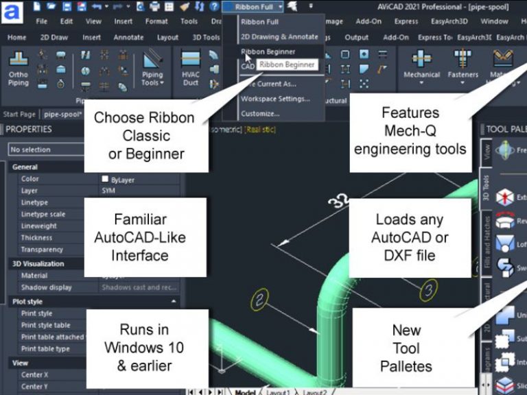 CAD software like AutoCAD® with plant piping tools - AviCAD