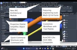 Features - AutoCAD Clone with Engineering / Process Flow Plant Design